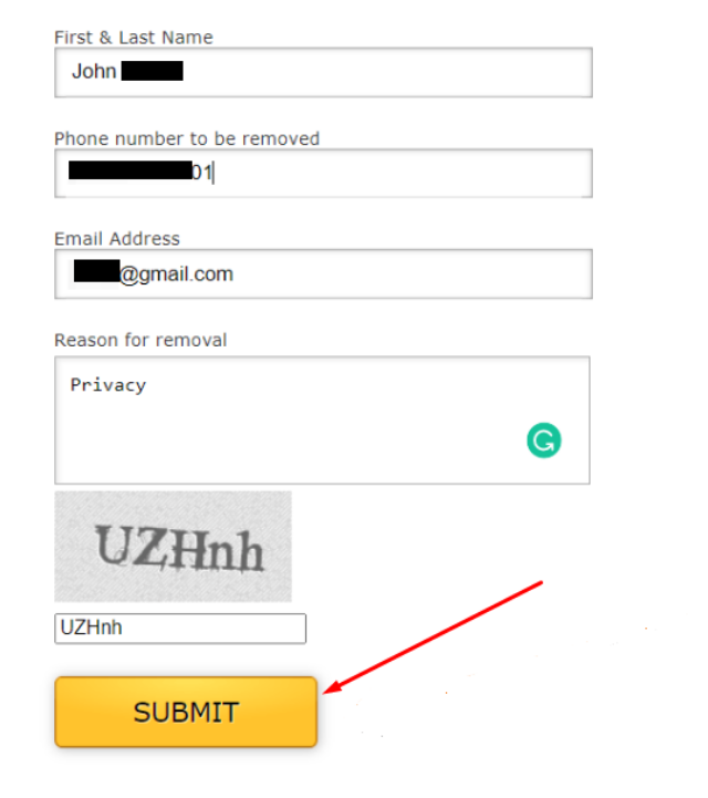 Opt-Out of ConfidentialPhoneLookup: Remove Phone Information